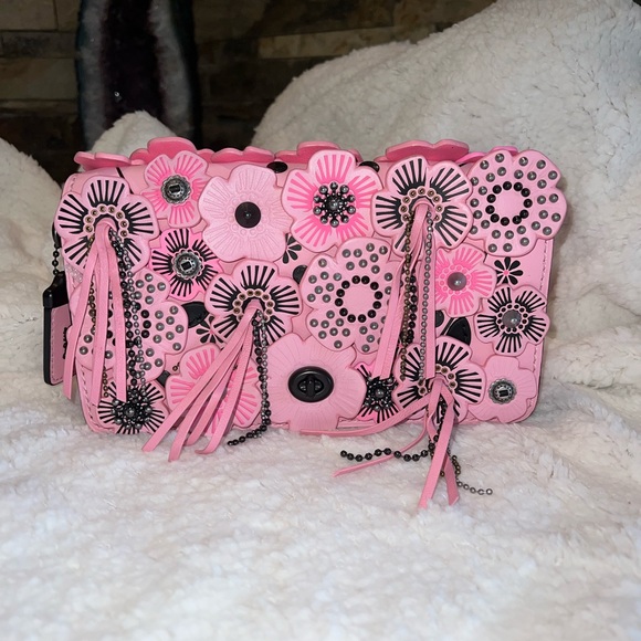 Coach | Bags | Coach Leather Wild Tea Rose Dinky 86845 New | Poshmark